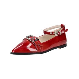 Buffalo Damen Riemchenballerina "Buffalo Ballerinas Lederimitat", Gr. 40, rot, Lederimitat, Schuhe