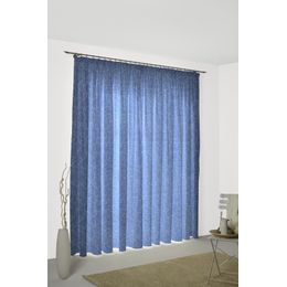 Vorhang WIRTH, B:132cm H:145cm, blau, Chenille, Polyacryl, Polyester, Wohnzimmer, Gardinen, "Toco-Ranke"