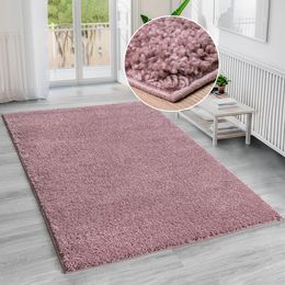 Hochflor-Teppich Bruno Banani, B:200cm H:30mm L:200cm, lila, Kunstfaser, Teppiche, "Shaggy Soft", gewebt, Uni Farben, besonders weich und kuschelig,