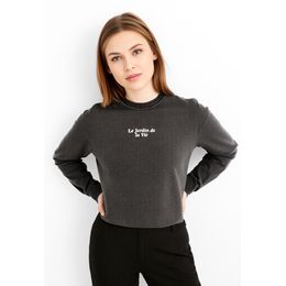Only Damen Sweatshirt "ONLLUCINDA L/S FLOWERS O-NECK UB SWT", schwarz, Gr. XL, bedruckt, Sweatware, Obermaterial: 60% Baumwolle, 40% Polyester,