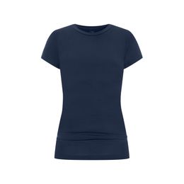 Mey Damen T-Shirt "Cotton Pure", Gr. 44, blau, Single Jersey, Obermaterial: 94% Baumwolle, 6% Elasthan, Shirts, Rundhalsausschnitt mit Turtleneck