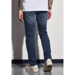 Street One MEN Herren Regular-fit-Jeans, blau, Gr. 32, unifarben, Jeans, 98% Baumwolle, 2% Elasthan, Jeans, aus Baumwolle mit Stretchanteil