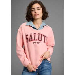 Laura Scott Damen Sweatshirt, rosa, Gr. 48, bedruckt, angeraute Sweatware, Obermaterial: 60% Baumwolle, 40% Polyester, Sweatshirts, Angeraute