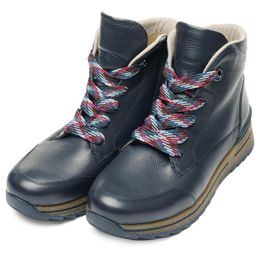 Ara Damen Winterboots "OSAKA", Gr. 9, blau, Glattleder, unifarben, Schuhe, Schn&uuml;rboots, High Top Sneaker in G-Weite (= weit)