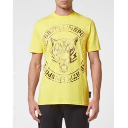 Plein Sport Herren T-Shirt "Tiger", gelb, Gr. XXXL, Obermaterial: 100% Baumwolle, Shirts