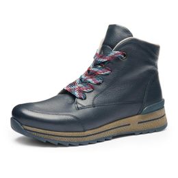 Ara Damen Winterboots "OSAKA", Gr. 4, blau, Glattleder, unifarben, Schuhe, Schn&uuml;rboots, High Top Sneaker in G-Weite (= weit)