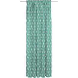 Vorhang Adam, B:142cm H:225cm, blau, Jacquard, Baumwolle, Wohnzimmer, Gardinen, "Retro Floret", aus 100% Bio-Baumwolle