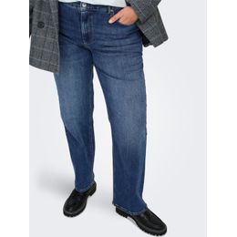 Only CARMAKOMA Damen Straight-Jeans "CARWILLY MID STRAIGHT DNM TAI021", blau, Gr. 52, unifarben, Denim/Jeans, Obermaterial: 92% Baumwolle, 6%
