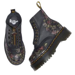 Dr. Martens Damen Schlupfboots "Sinclair Decayed Roses Tumbled Nappa Leder Stiefel", Gr. 41, schwarz, Leder, gebl&uuml;mt, Schuhe, Plateauboots, Chunky
