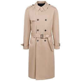 Bugatti Herren Trenchcoat, beige, Gr. 50, unifarben, 97% Baumwolle, 3% Elasthan, M&auml;ntel, mit Bindegurt & Hemdkragen