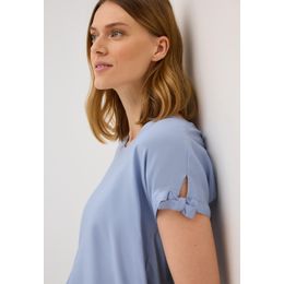 Cecil Damen T-Shirt, blau, Gr. M, unifarben, Web, Obermaterial: 100% Viskose, Shirts, Blusenshirt mit gerundetem V-Ausschnitt