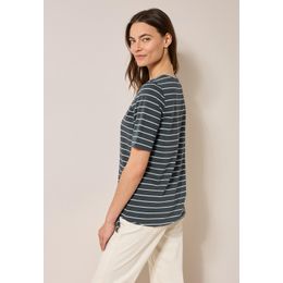 Cecil Damen T-Shirt, gr&uuml;n, Gr. S, bedruckt, Web, 95% Baumwolle, 5% Elasthan, Shirts, Elastiksaum mit Knotendetail