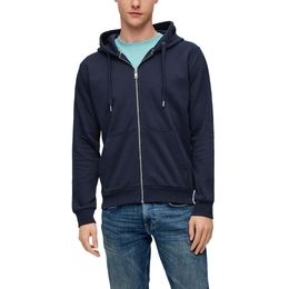 QS Herren Kapuzensweatshirt, blau, Gr. S, unifarben, Sweatware, Obermaterial: 60% Baumwolle, 40% Polyester, Sweatshirts, mit Kapuze