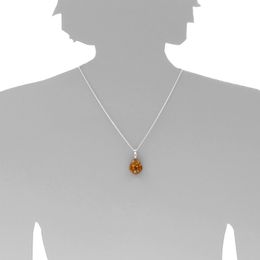 OSTSEE-SCHMUCK Damen Kette mit Anh&auml;nger "OSTSEE-SCHMUCK Kette mit Anh&auml;nger Tropfen flach, ca. 22 mm lang", 60cm, Silber 925 (Sterlingsilber), L: 42,
