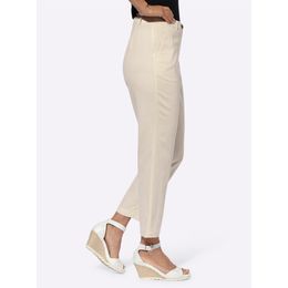 Inspirationen Damen 7/8-Hose, beige, Gr. 38, unifarben, 80% Viskose, 20% Leinen, Hosen
