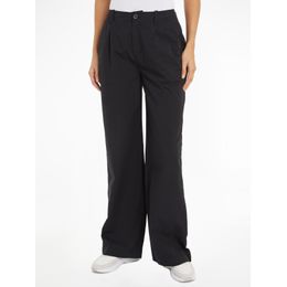 Damen Chinohose "LOOSE CHINO PANTS", schwarz, Gr. M, Calvin Klein Jeans, unifarben, Web, Obermaterial: 58% Baumwolle, 42% Lyocell, Hosen, mit