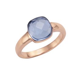 JAMELLI Damen Fingerring "Silber 925 ros&eacute;-vergoldet mit hellblauem Quarz-Stein (beh.)", 056 (17,8), 2,67, Silber 925 (Sterlingsilber), rot, Silber
