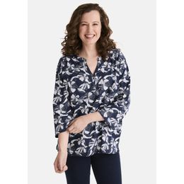 STOOKER WOMEN Damen 3/4-Arm-Shirt "MARIE Print Shirt Bluse 3/4-Arm"navy floral aop, Gr. S, Jersey, 100% Baumwolle, Shirts, Regular Fit Shirt Bluse