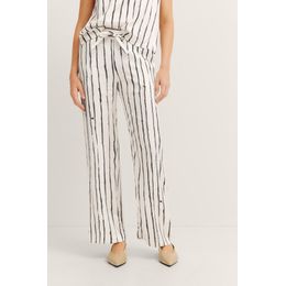 Bugatti Damen Stoffhose, wei&szlig;, Gr. 40, gestreift, 100% Viskose, Hosen, mit dehnbarem Bund