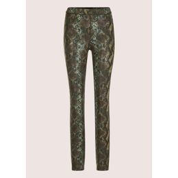 Madeleine Mode MADELEINE Damen Jerseyhose "Hose Gerade Jerseyhose mit Animal-Print", grün, Gr. 42, Obermaterial: 74% Polyester PES. 22% Viskose CV. 4% Elasthan EL.,