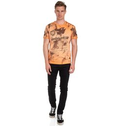 Rusty Neal Herren T-Shirt, orange, Gr. XXXL, bedruckt, 100% Baumwolle, Shirts, in tollem Batik-Design