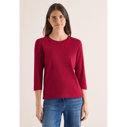 Rundhalsshirt Cecil, Damen, Gr. L (42), beaujolais rot, Web, 95% Baumwolle, 5% Elasthan, unifarben, normal normal, Rundhals, abgesteppt, Shirts Rundhalsshirt, aus Baumwolle mit Stretchante