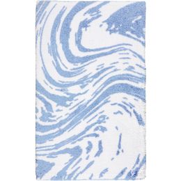 Badematte Egeria, H:10mm, blau, Baumwolle, Badematten, "Marble"