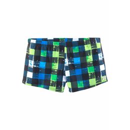 Buffalo Herren Boxer-Badehose, schwarz, Gr. 4, kariert, Polyamid, Badehosen, in trendiger Karo-Optik