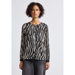 Street One Damen Chiffonbluse, braun, Gr. 42, animal-print, Chiffon, Obermaterial: 100% Polyester; Untertop: 100% Modal, Blusen, in Blusen-Optik