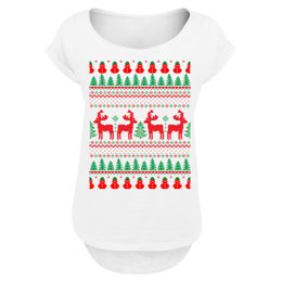 F4NT4STIC Damen T-Shirt "Christmas Reindeers Weihnachten Muster", wei&szlig;, Gr. S, Obermaterial: 100% Baumwolle, Shirts, Print