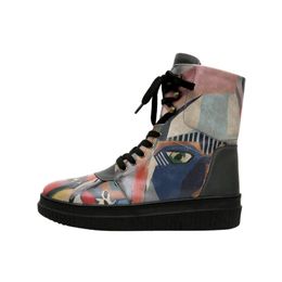 DOGO Damen Schn&uuml;rboots "Future High Top Boots You Are Never Alone Damen Stiefeletten", Gr. 40, grau, Lederimitat, Schuhe, Handgefertigt