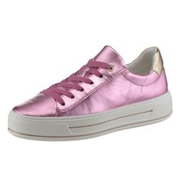 Ara Damen Plateausneaker "CANBERRA", Gr. 4,5, silber, Glattleder, metallic, Schuhe, Freizeitschuh, Halbschuh, Schnürschuh in Komfortweite G (= weit)