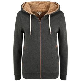 oxmo Damen Sweatjacke "Sweatjacke OXVicky", grau, Gr. M, Obermaterial: 80% Polyester PES. 20% Baumwolle CO., Sweatjacken