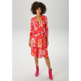 Aniston CASUAL Damen Jerseykleid, rosa, Gr. 34, bedruckt, gebl&uuml;mt, Single Jersey, Obermaterial: 95% Viskose, 5% Elasthan, Kleider, mit fantasievollem