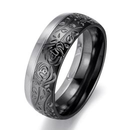 Firetti Damen Trauring "Schmuck Geschenk "LIEBE" bicolor, ca. 8,00 mm breit", 60,mit Au&szlig;enstruktur, Edelstahl, 8mm, schwarz, Edelstahl, Fingerringe