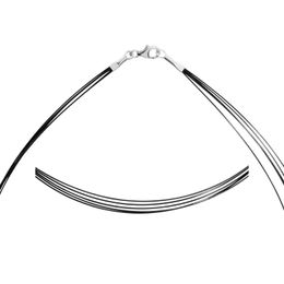 OSTSEE-SCHMUCK Damen Halsreif "OSTSEE-SCHMUCK Halsreif Nyloncollier 5-reihig -schwarz-", 45cm, Edelstahl, L: 42, schwarz, Edelstahl, Halsketten