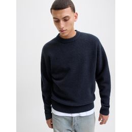 Jack & Jones JACK & JONES Herren Strickpullover "JJESOHO OLLIE KNIT CREW NECK SN", blau, Gr. XL, unifarben, Strick, Obermaterial: 51% Polyester, 41% Polyacryl, 5%