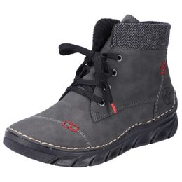 Rieker Damen Winterboots, Gr. 38, grau, Lederimitat, Textil, Schuhe, Schn&uuml;rboots, Stiefelette, Casual-Boots mit softem Schaftrand