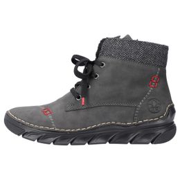 Rieker Damen Winterboots, Gr. 36, grau, Lederimitat, Textil, Schuhe, Schn&uuml;rboots, Stiefelette, Casual-Boots mit softem Schaftrand