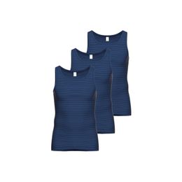 Ammann Herren Unterhemd "Unterhemd Jeans Unterhemden 3P 3er Pack", Gr. M, blau, Obermaterial: 75% Baumwolle CO. 25% Polyester PES., Unterhemden