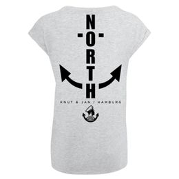 F4NT4STIC Damen T-Shirt "North Anchor Knut & Jan Hamburg", grau, Gr. S, Obermaterial: 100% Baumwolle, Shirts, Print