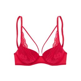 s.Oliver Damen Push-up-BH "Alice", Gr. 75, rot, Microtouch, Obermaterial: 60% Polyamid, 35% Polyester, 5% Elasthan, BHs, mit Spitze und B&auml;nder-Optik,