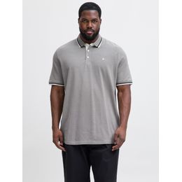 Jack & Jones PlusSize Herren Poloshirt "JJEPAULOS POLO SS NOOS PLS", grau, Gr. XXXL, JACK & JONES PLUSSIZE, unifarben, Piqué, Obermaterial: 100% Baumwolle, Shirts, mit