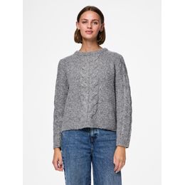 Pieces Damen Strickpullover "PCNINA LS O-NECK KNIT NOOS BC", grau, Gr. XS, unifarben, Strick, Obermaterial: 82% Polyester, 14% Polyacryl, 4% Wolle,