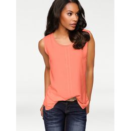 Damen Shirttop, orange, Gr. 34, Linea Tesini BY HEINE, unifarben, 95% Viskose, 5% Elasthan, Webware:100% Viskose, Tops