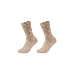 Camano Damen Socken "Socken 2er Pack", Gr. 35, braun, 75% Polyacryl, 16% Polyester, 7% Wolle, 2% Elasthan, meliert, Socken