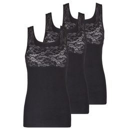 Nina von C. Damen Achselhemd "3er Pack Damen Achselhemd Fine Cotton", Gr. 46, schwarz, Obermaterial: 100% Baumwolle CO., Unterhemden
