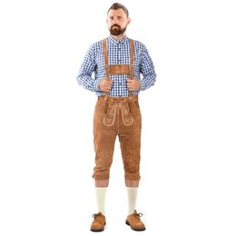 Herren Trachtenlederhose "ASSeppl", braun, Gr. 48, Alessandro Salvarini, 100% Rindsleder, Hosen, Lederhose aus Echtleder mit Tr&auml;ger im traditionellen