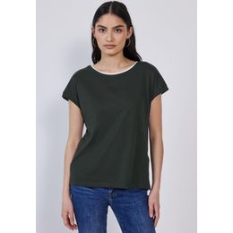 Damen T-Shirt, grün, Gr. 36, STREET ONE STUDIO, unifarben, Web, 50% Modal, 50% Baumwolle, Shirts, im soften Baumwoll-Mix