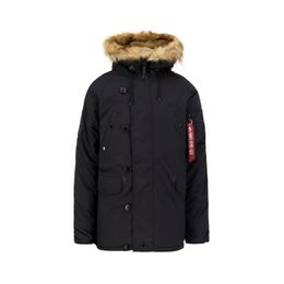 Herren Winterjacke "Explorer", schwarz, Gr. L, Alpha Industries, Obermaterial: 53% Nylon, 47% Polyester. Futter: 100% Nylon. F&uuml;llung: 100% Polyester,